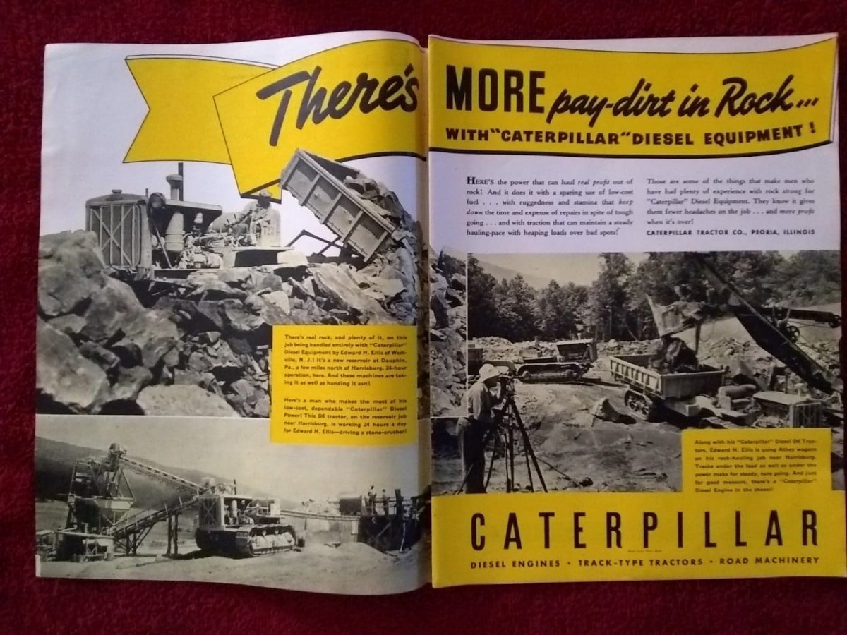 Vintage 1940 Caterpillar D8 Two Page Advertisement. Shows Excavation of ...