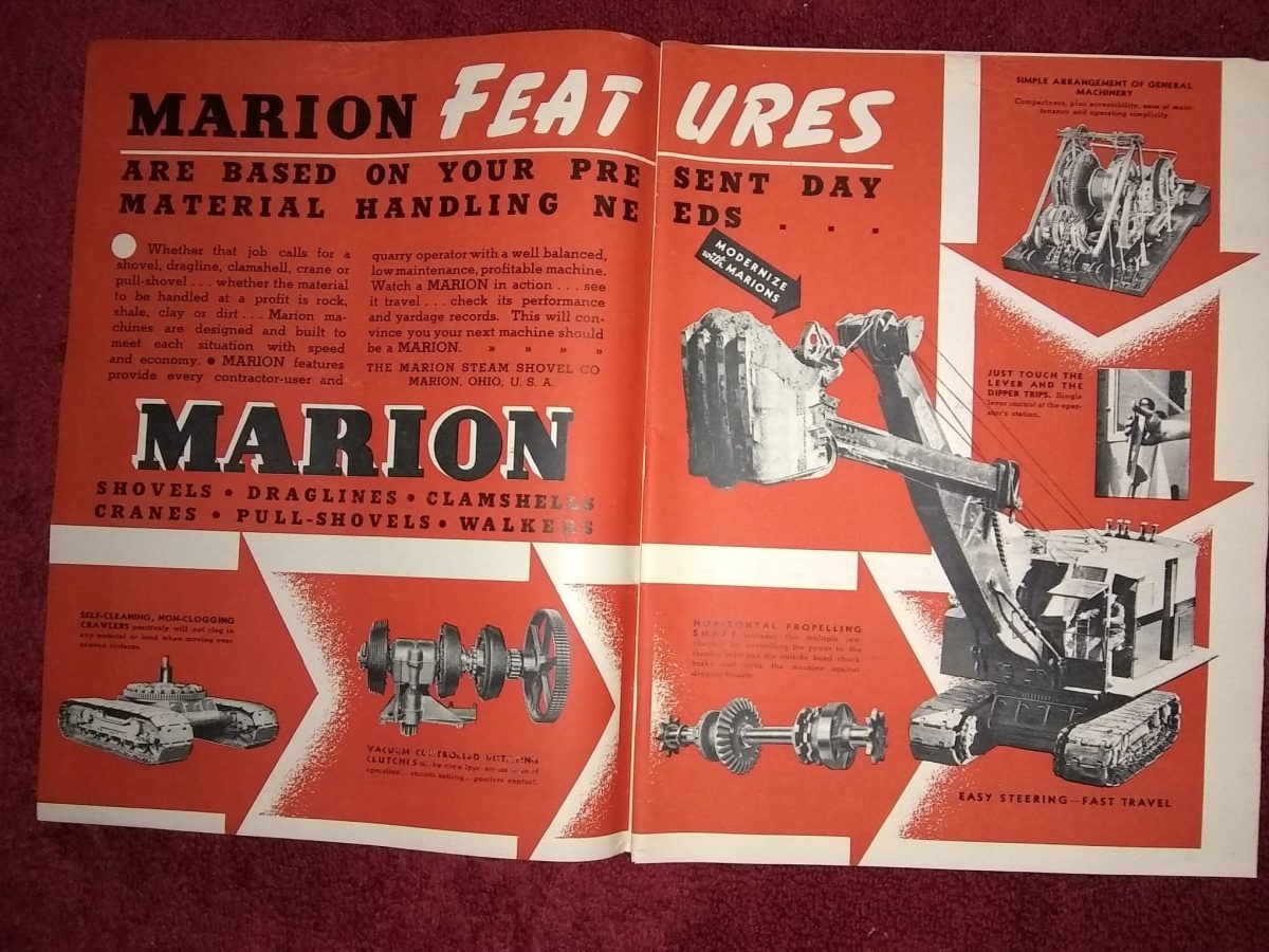 Vintage 1940 Marion Steam Shovel Company Heavy Equipment Advertisement ...
