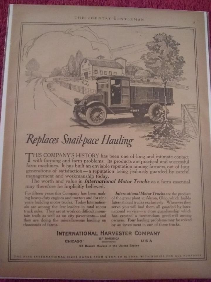 Vintage 1920 IH International Harvester Motor Trucks Collectible Ad ...