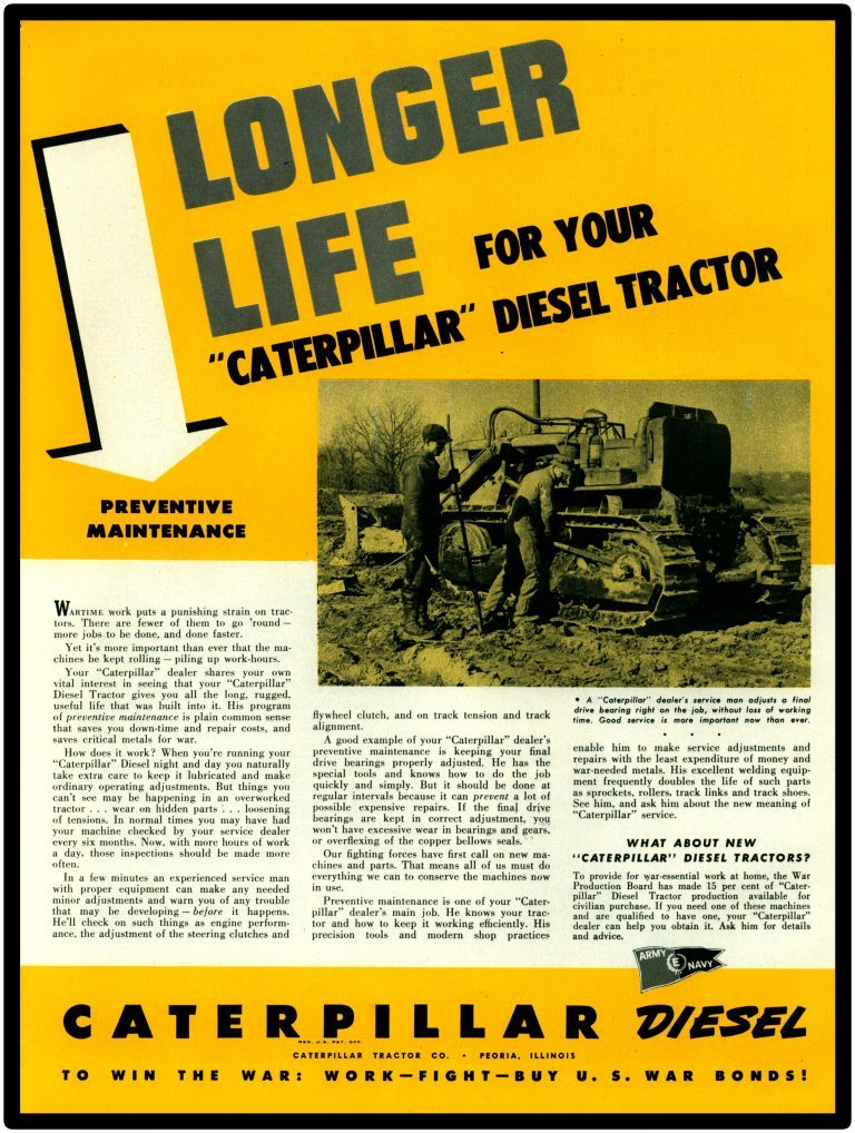 Caterpillar Diesel Tractors Vintage Look 9” x 12” Reproduction Aluminum ...