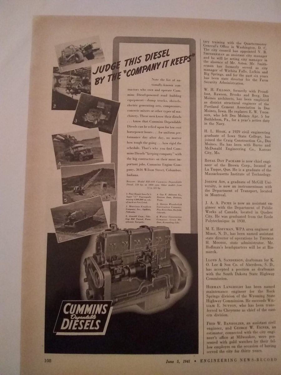 Vintage 1941 Cummins Diesel Engines Ad Advertisement: Model HB-600 ...