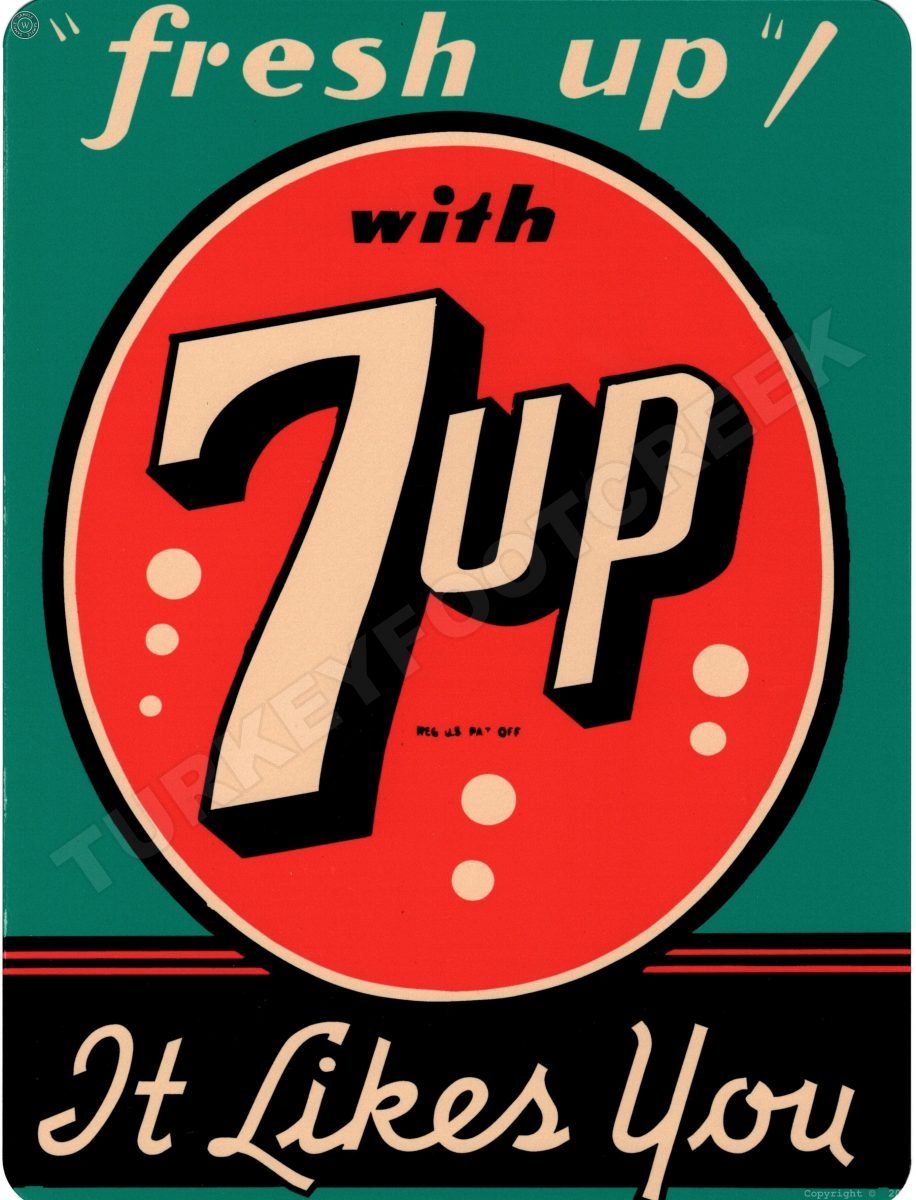 Reproduction Fresh Up 7Up Advertising Metal Sign - American Ikons