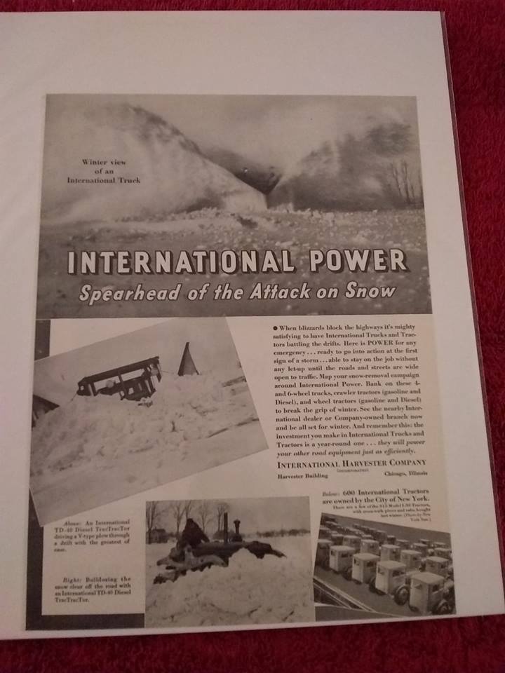 Vintage 1937 International Harvester IH Ad Advertisement TD-40 as Snow ...