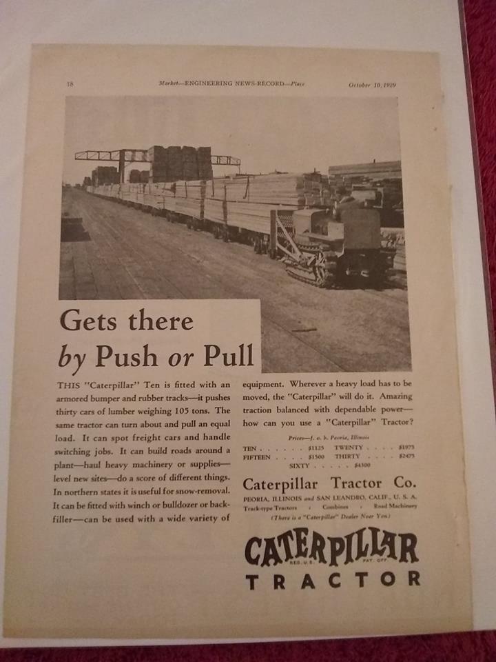 Vintage 1929 Caterpillar Tractor Company Ad Advertisement: Caterpillar ...