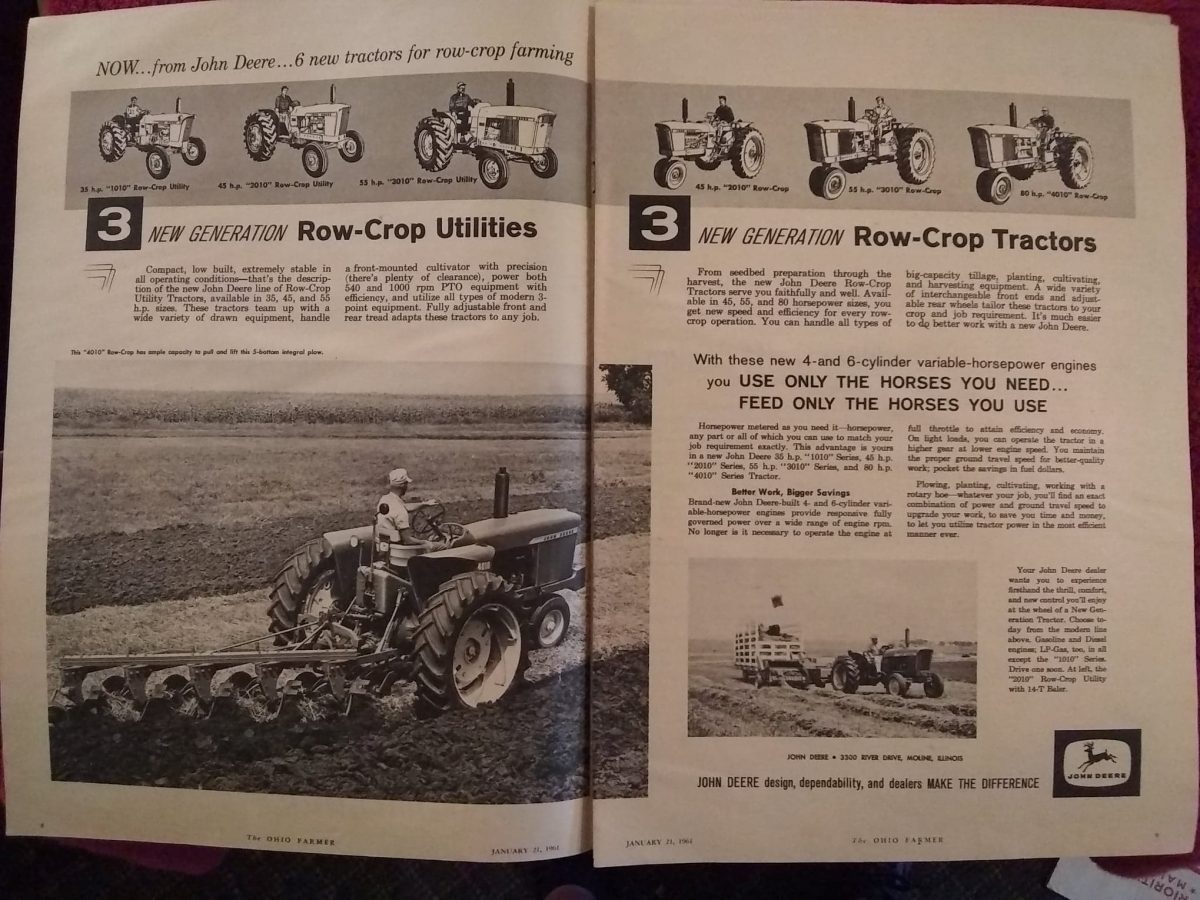 Vintage 1961 John Deere Row Crop Tractors Advertisement, Ad, 2 Page ...