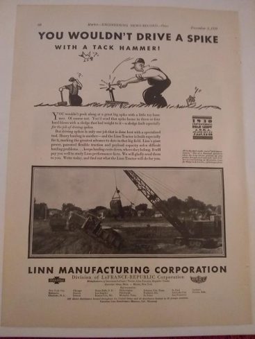 Vtg.1931 Linn Manufacturing Corp. Ad Advertisement: Linn Tractors 1930 ...