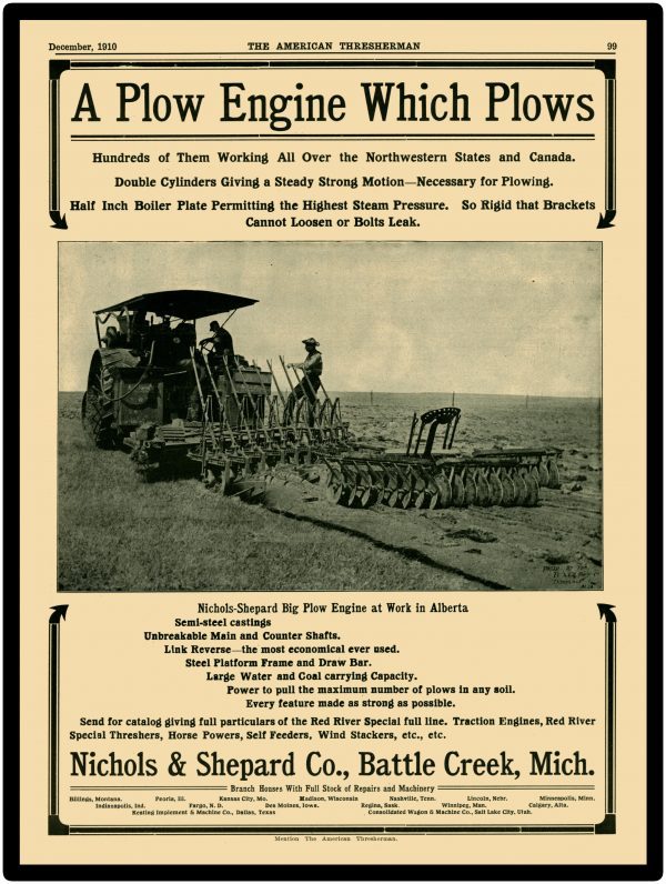 1910 Nichols & Shepard Plow Engine Reproduction Metal Sign: Traction ...