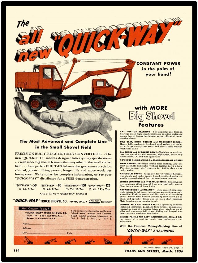 Quickway Truck Shovel 1956 Collectible New Metal Sign: Denver, Colorado ...