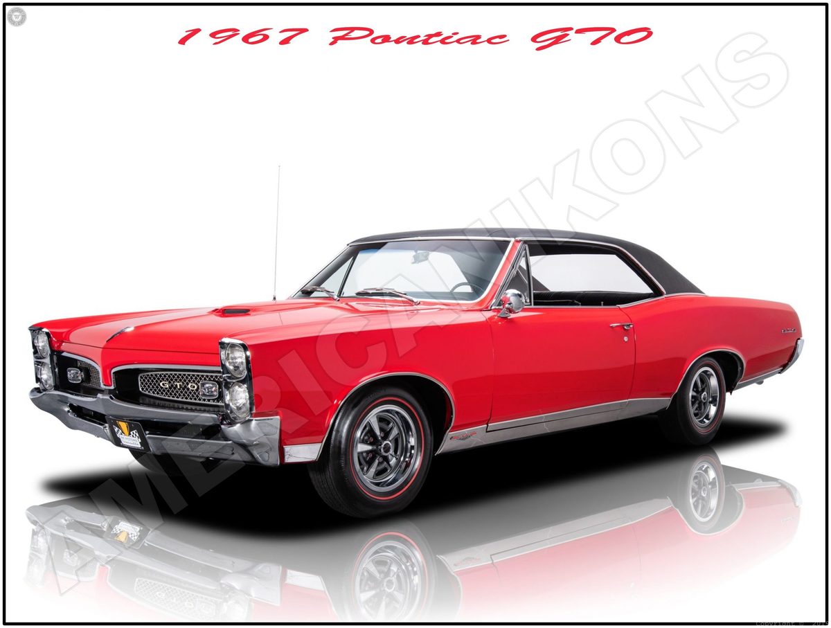 1967 Pontiac GTO in Red Collectible Metal Sign - American Ikons