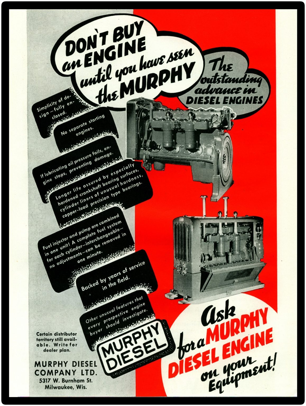 Murphy Diesel Engines Collectible New Metal Sign: Milwaukee, Wisconsin ...