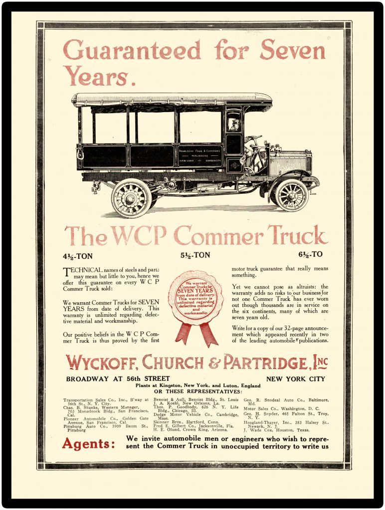1911 Wycoff, Church, & Partridge WCP Commer Truck Collectible New Metal ...