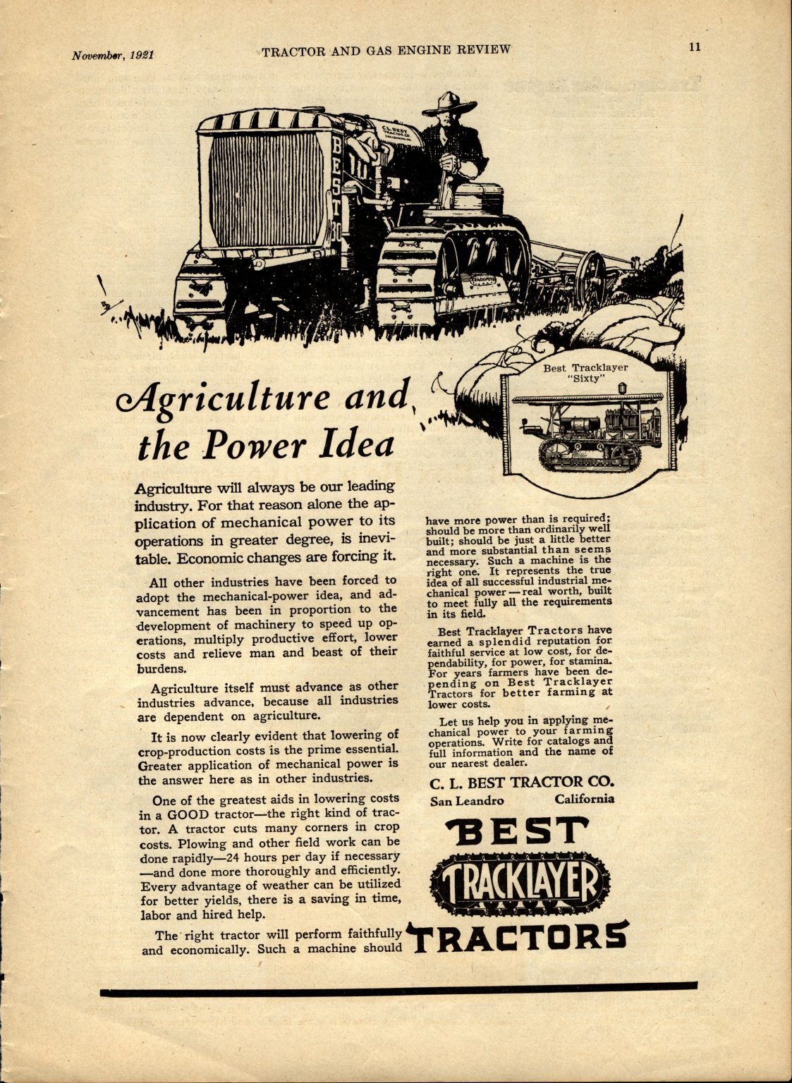 1919 C.L. Best Tractor Company Tracklayer Tractors Collectible ...