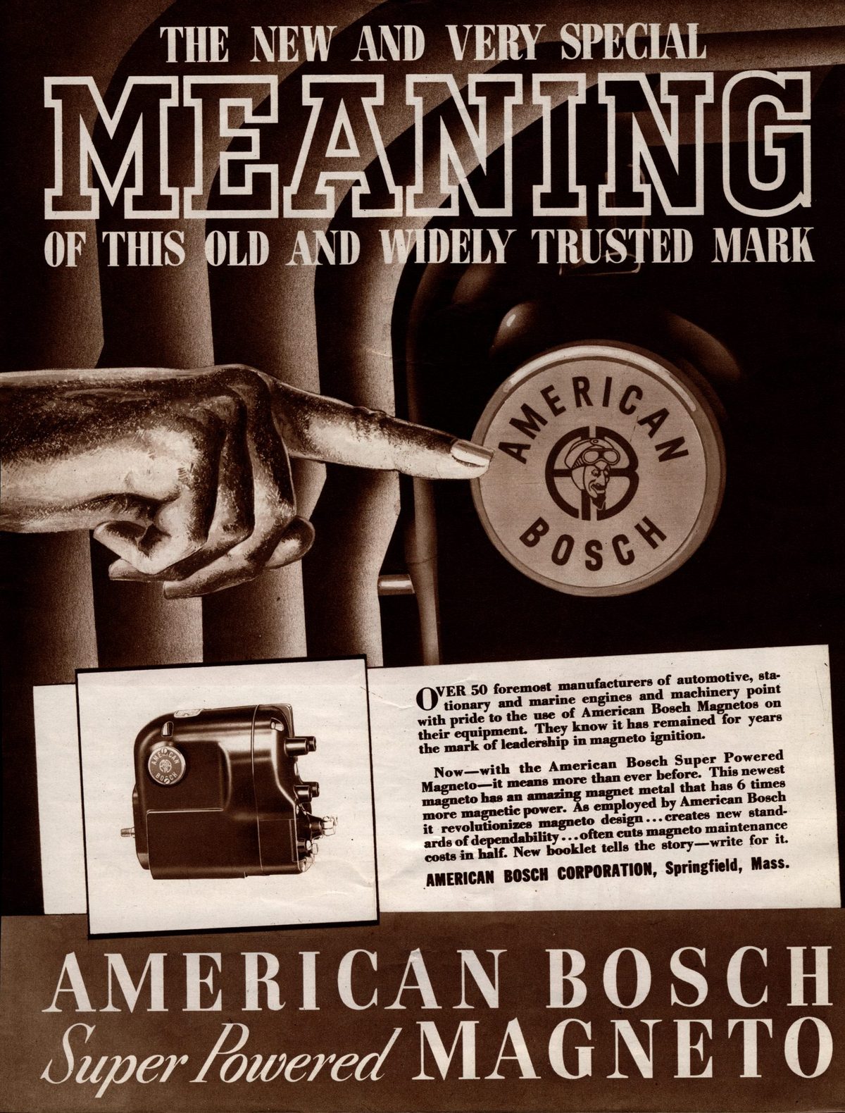 1939 American Bosch Magnetos Collectible Advertisement: Springfield ...
