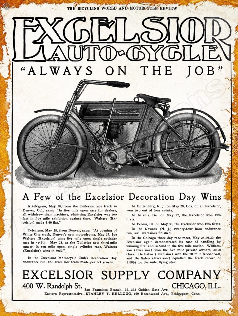 1911 Excelsior Motorcycles Collectible New Metal Sign: Excelsior Supply ...