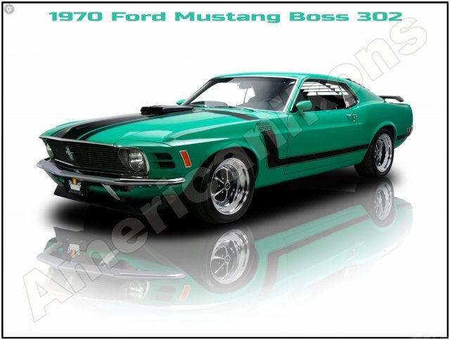 1970 Ford Mustang Collectible Metal Sign: Boss 302 Resto - American Ikons