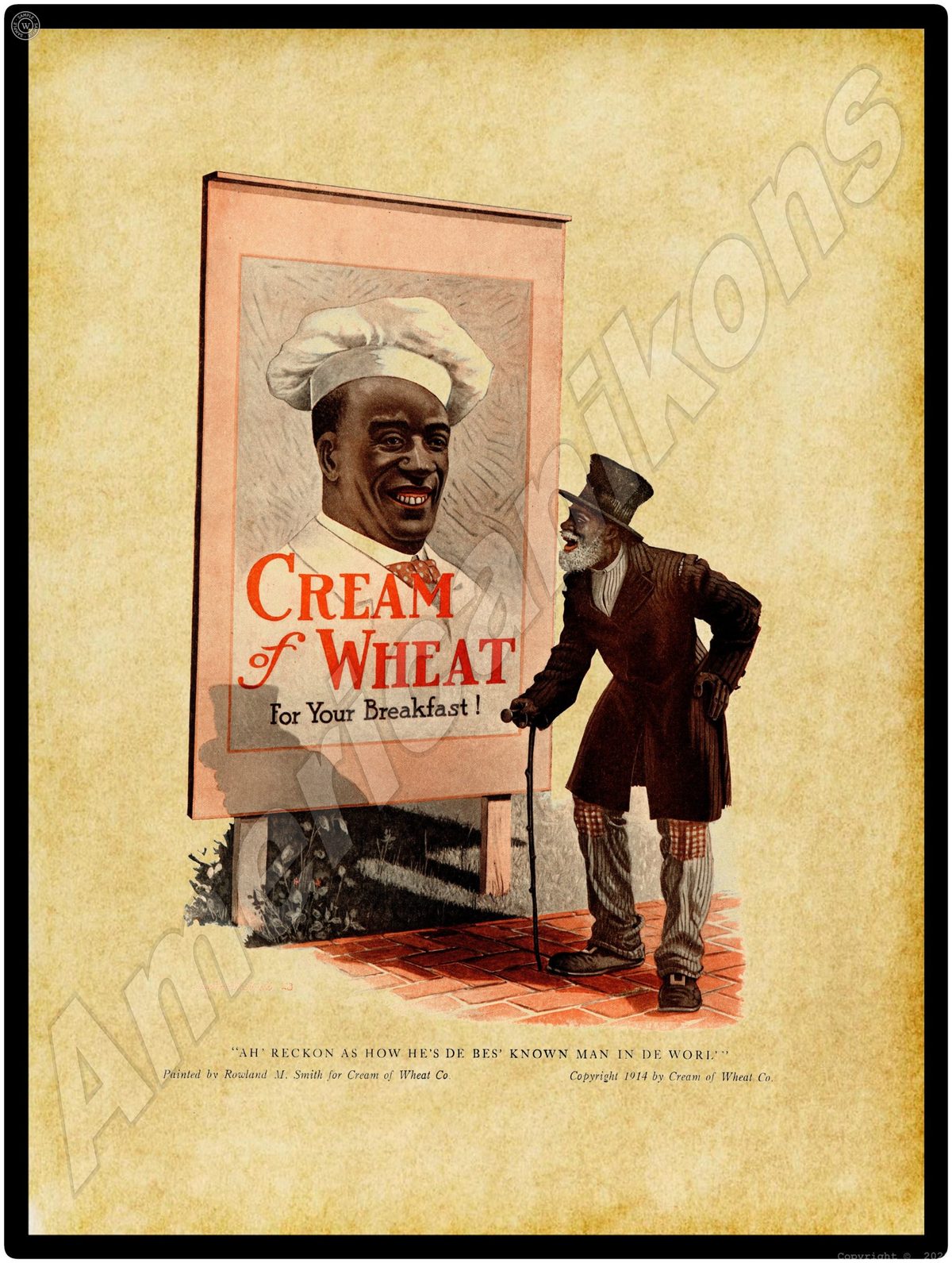 1914 Cream of Wheat New Metal Sign: Best Known Man in the World ...