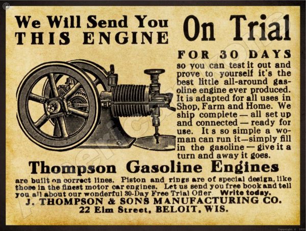 Thompson Gas Engines Collectible Metal Sign | American Ikons