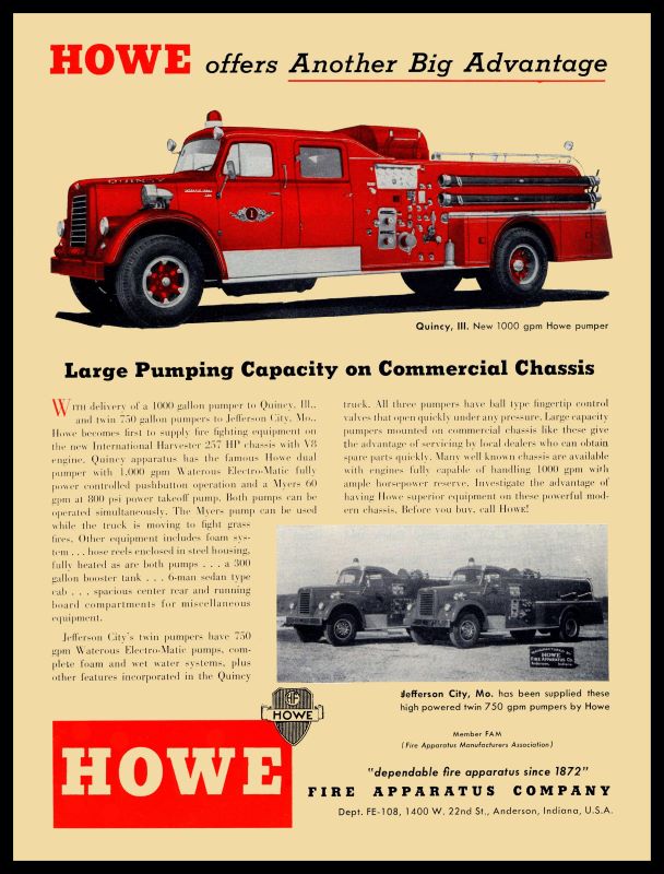 1958 Quincy, Illinois Fire Department Collectible Metal Fire Truck Sign ...