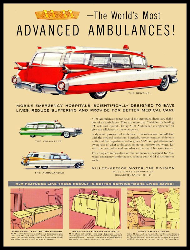 1959 Miller Meteor Sentinel Ambulance Collectible Metal Sign ...