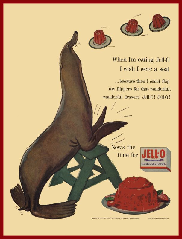 1954 Jell-O Gelatin Collectible NEW Metal Sign: Seal Theme - American Ikons