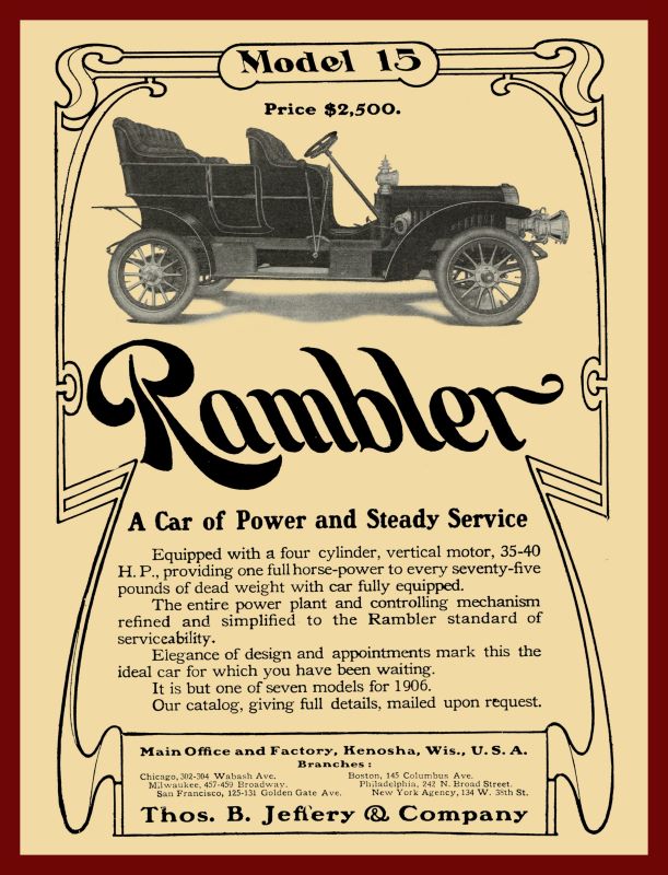 1902 Rambler Model 15 Automobile Collectible NEW Metal Sign: Thomas B ...