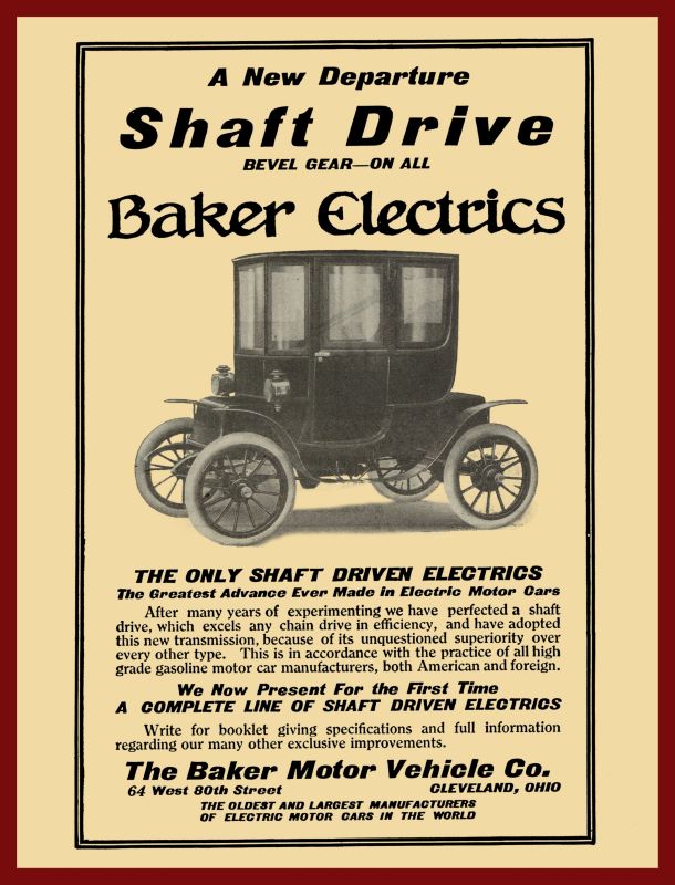 1909 Baker Electric Cars Collectible NEW Metal Sign: Cleveland, OhiO ...