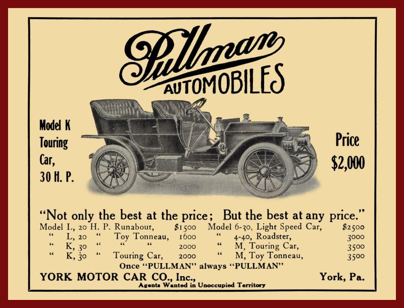 1910 Pullman Automobiles Collectible NEW Metal Sign: Pullman Motor Car ...