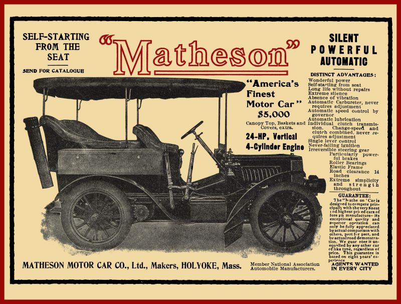 1905 Matheson Motor Cars Collectible NEW Metal Sign: Holyoke ...