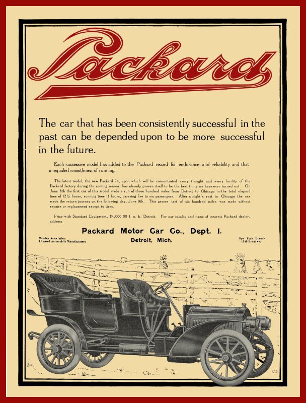 1906 Packard Model 24 Collectible New Auto Sign: Detroit, Michigan ...