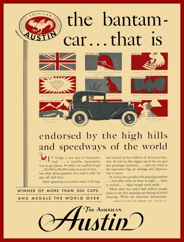 1930 American Austin Bantam Car Collectible NEW Metal Sign: Butler ...