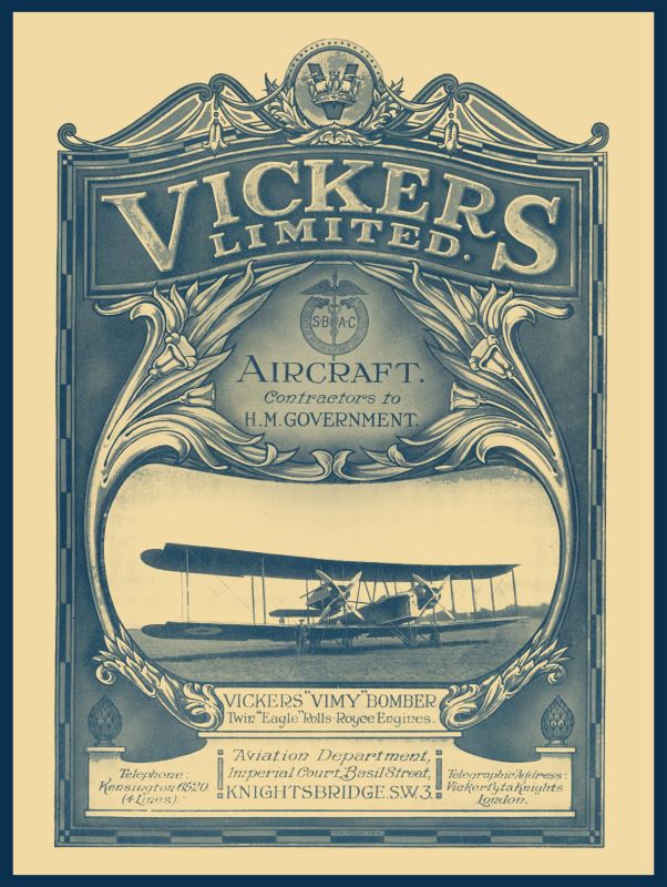 1919 Vickers Aircraft Collectible NEW Metal Sign: VIMY Bomber – LG Size ...